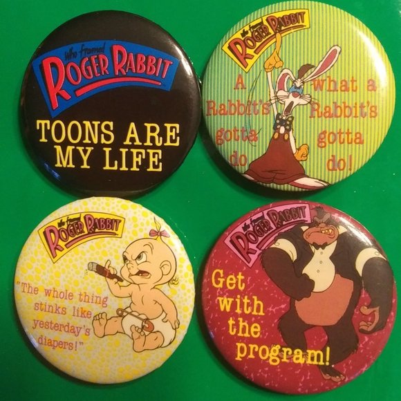 Vintage | Jewelry | Roger Rabbit Pin Buttons Vintage Lot Of 4 ...